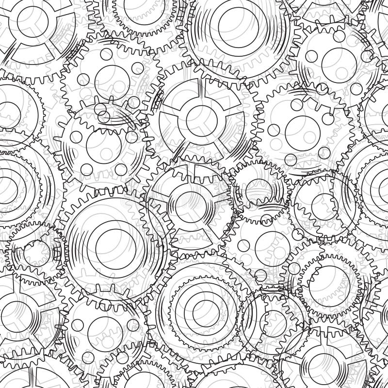 Vector Seamless Texture with Mechanical Gear and Stock Vector ...