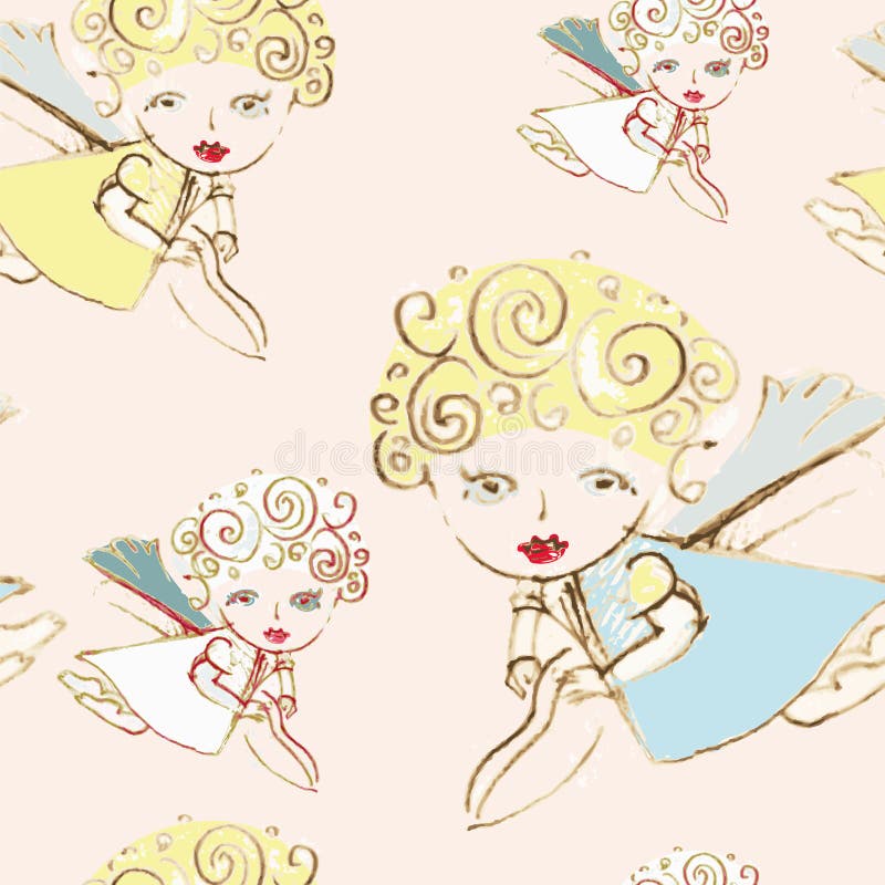 Texture of the Angels and Snowflakes Stock Vector - Illustration of ...