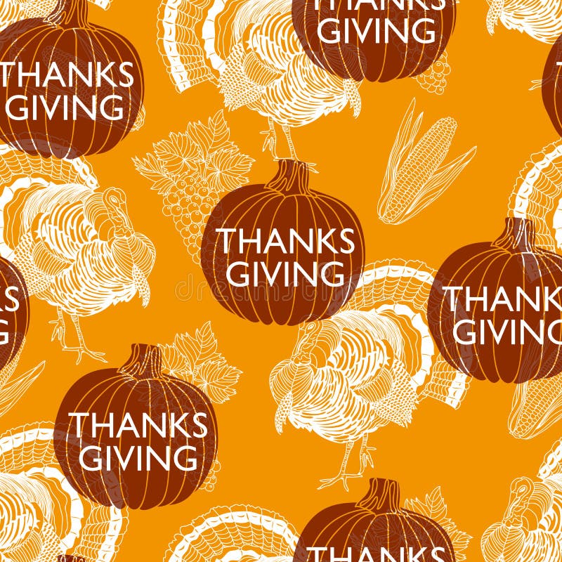 Seamless Thanksgiving Pattern with Turkey Stock Vector - Illustration ...