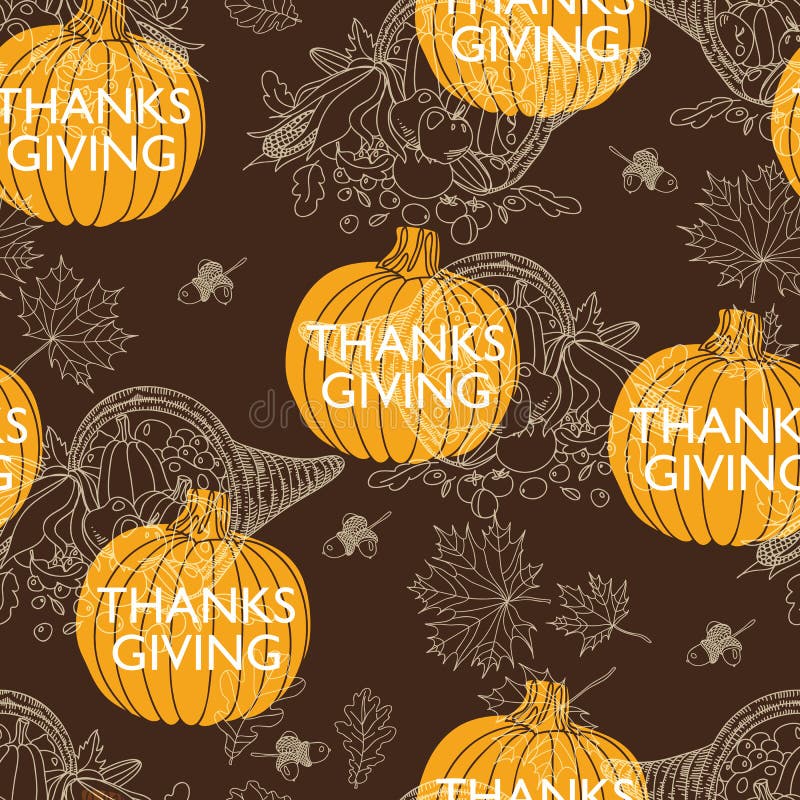 Vector Seamless Thanksgiving Pattern Stock Vector - Illustration of ...