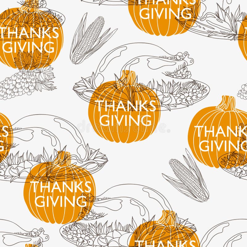 Vector Seamless Thanksgiving Pattern Stock Vector - Illustration of ...
