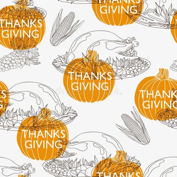 Vector Seamless Thanksgiving Pattern Stock Vector - Illustration of ...
