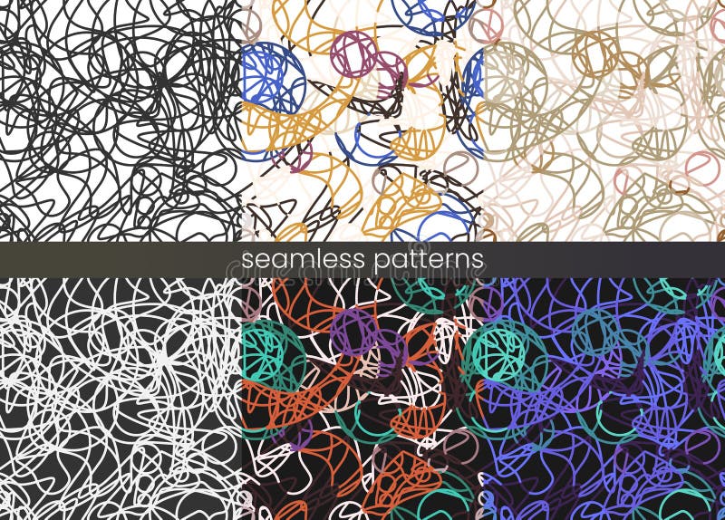 Vector Seamless Thread Pattern Set. . Abstract Colour Rope Pattern ...