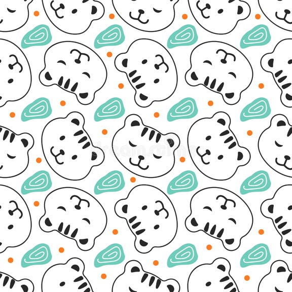 Vector Seamless Tiger Face Repetative Pattern Template. Stock Vector ...