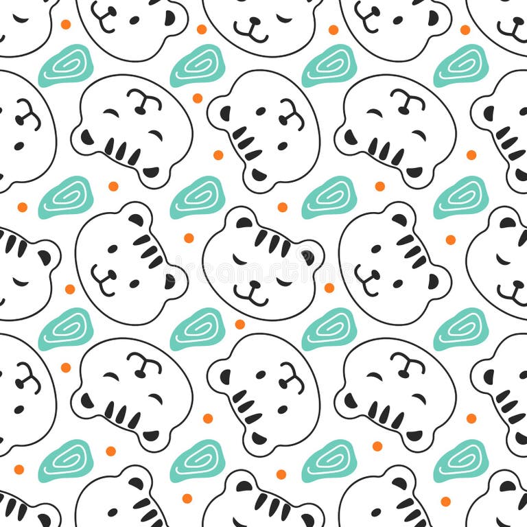 Vector Seamless Tiger Face Repetative Pattern Template. Stock Vector ...