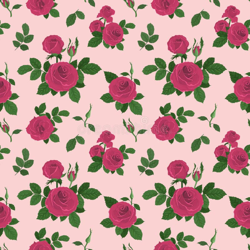 Vector Seamless Tiling Pattern with Roses Stock Illustration ...