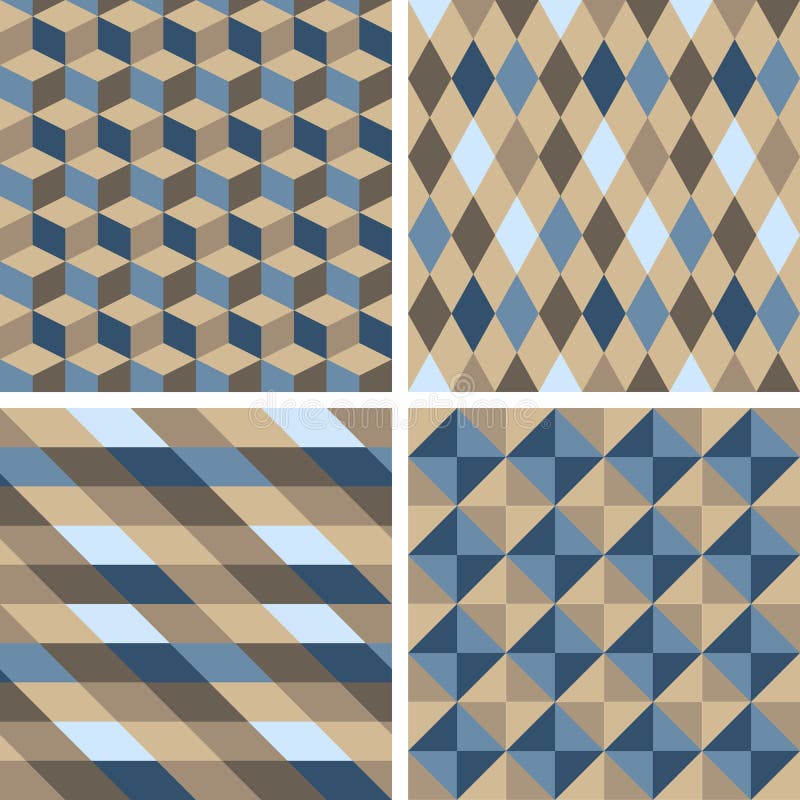Vector Seamless Tiling Patterns - Geometric Stock Illustration ...