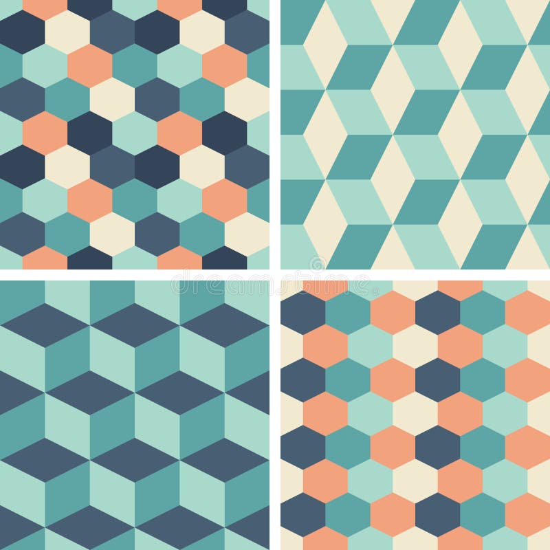 Vector Seamless Tiling Patterns - Geometric Stock Illustration ...