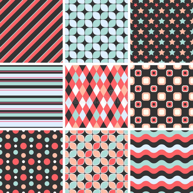 Vector Seamless Tiling Patterns - Geometric Stock Illustration ...