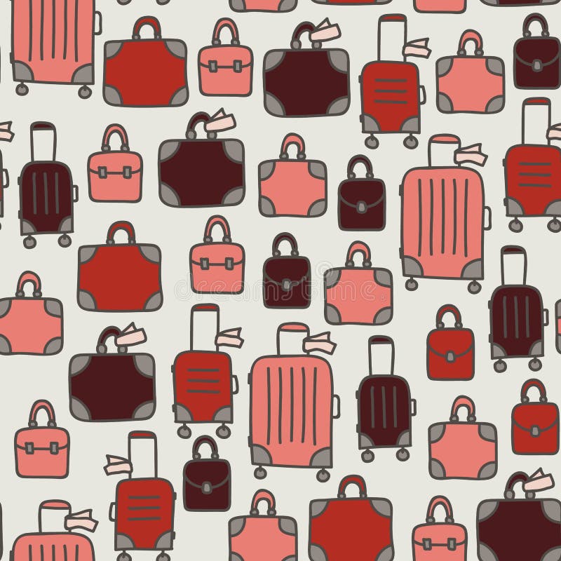 Vector Seamless Travel Pattern in Pink Stock Vector - Illustration of ...