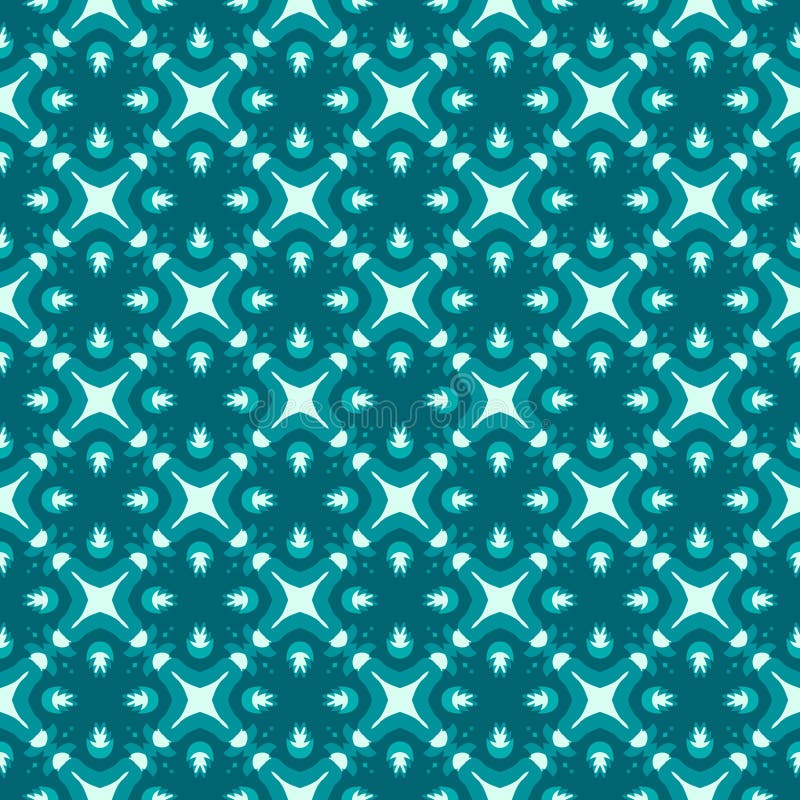 Vector Seamless Turquoise Floral Pattern Stock Vector - Illustration of ...
