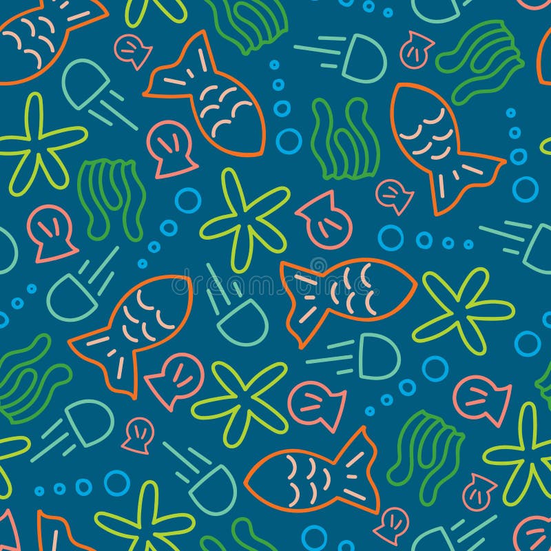 Vector Seamless Under The Sea Repeating Pattern. Perfect For Fabric ...