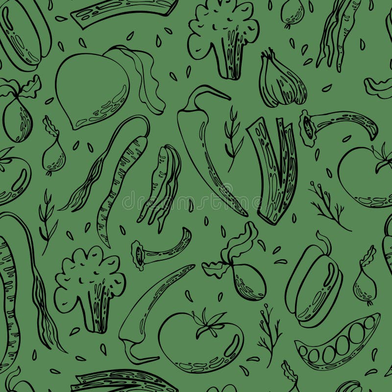 Seamless Vegetable Pattern Background Stock Vector - Illustration of ...