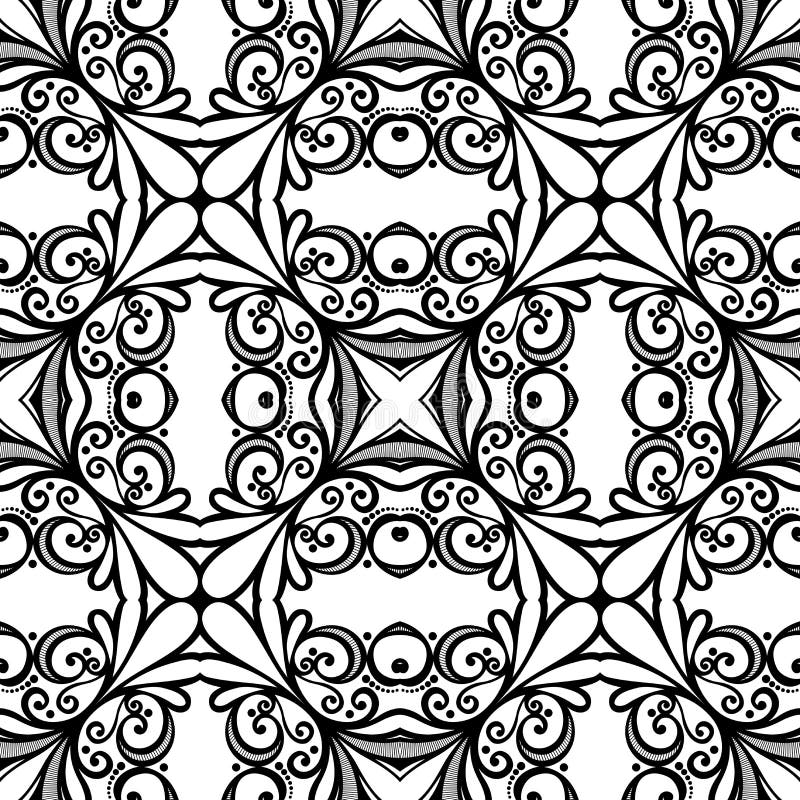 Vector Seamless Vintage Black and White Lace Pattern Stock Vector ...