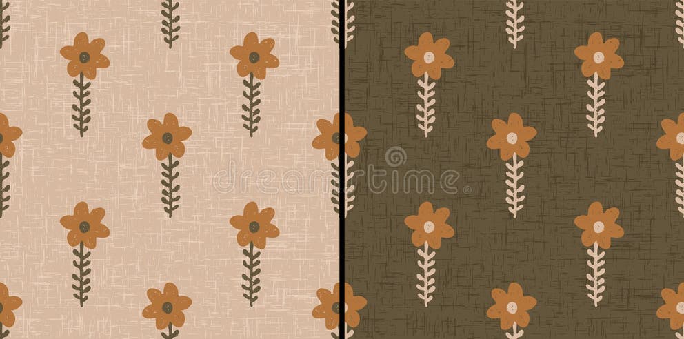 Vector Seamless Vintage Floral Pattern in Boho Soho Style. Vector Set ...