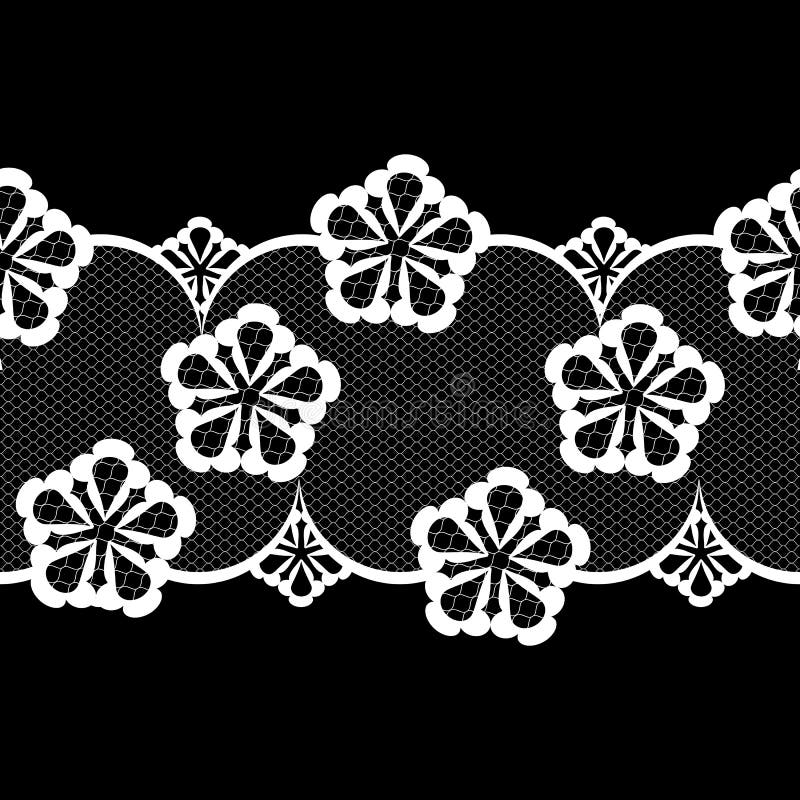 Seamless Vintage Lace Pattern, Black and White Stock Illustration ...