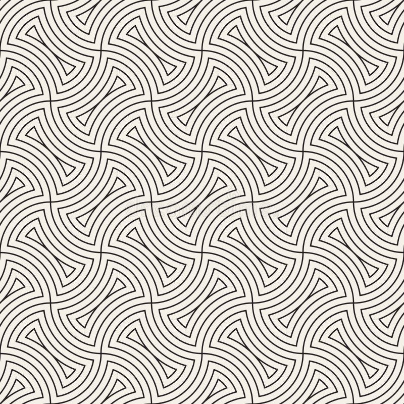 Vector Seamless Vintage Pattern Of Overlapping Arcs In Art Deco Style