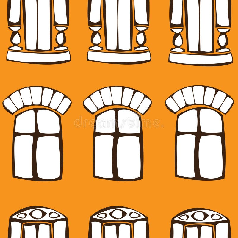 Vector Seamless Vintage Windows Orange Stock Vector - Illustration of ...
