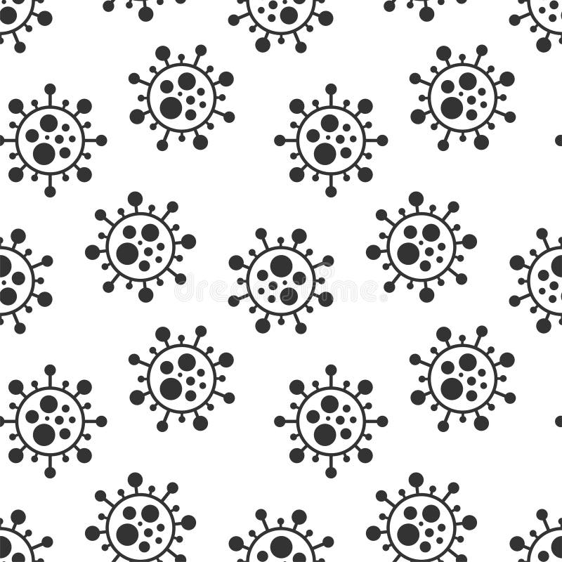 Vector Seamless Virus Pattern. Cartoon Black and White Cell Design ...