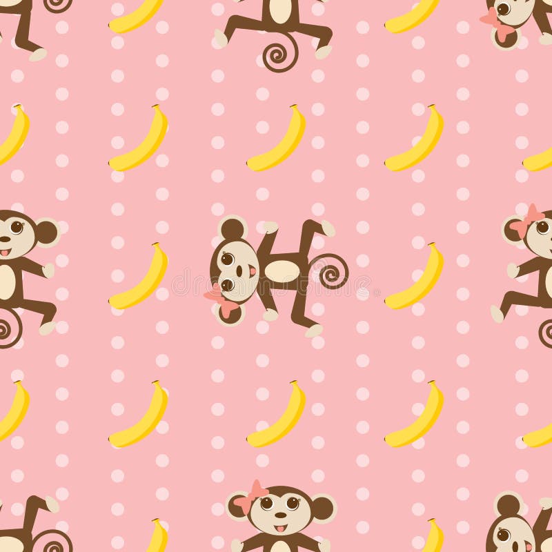 Vector Seamless Wallpaper with the Monkey. Stock Vector - Illustration ...