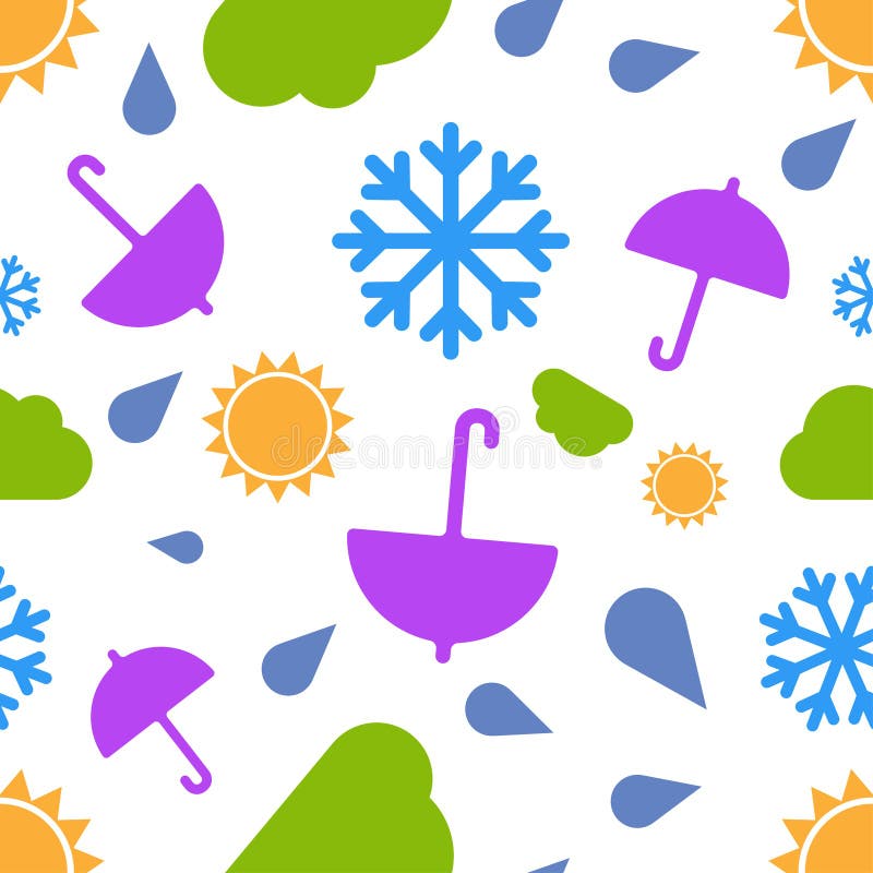 Vector Seamless Weather Pattern Stock Vector - Illustration of snow ...
