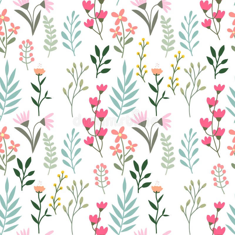 Vector Seamless Wild Floral Pattern on a Transparency Background. Stock ...