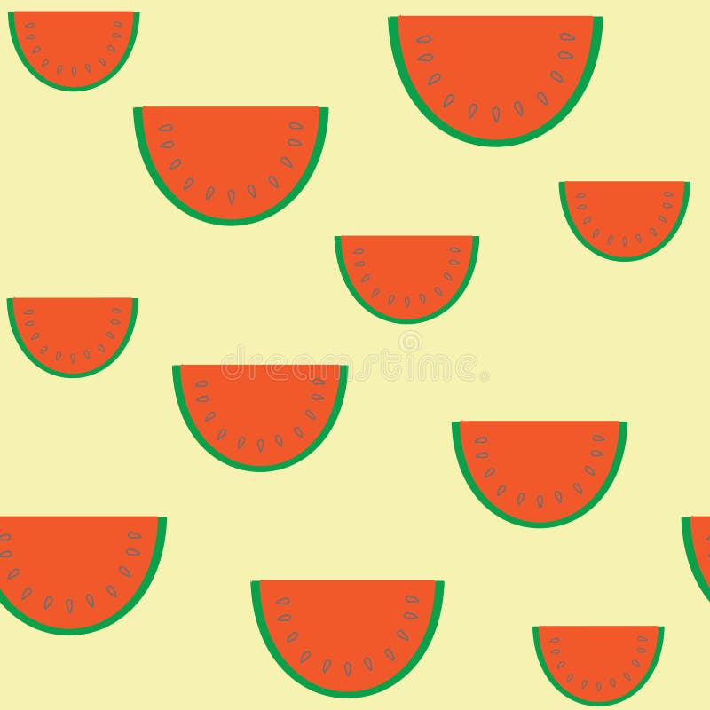 Vector Seamless Yellow Pattern with Watermelon Stock Illustration ...