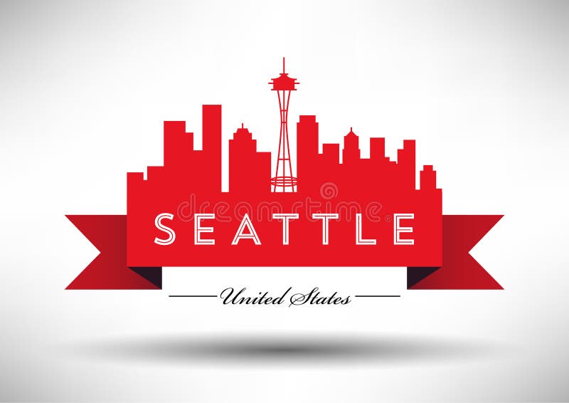 Vector Seattle Skyline Design Editorial Photography - Illustration of ...