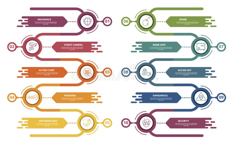 Infographic Security Template. Icons in Different Colors. Include ...