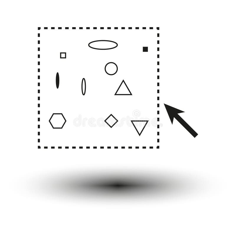 Vector Selection Box. Geometric Shapes Inside. Arrow Pointer. Dotted ...