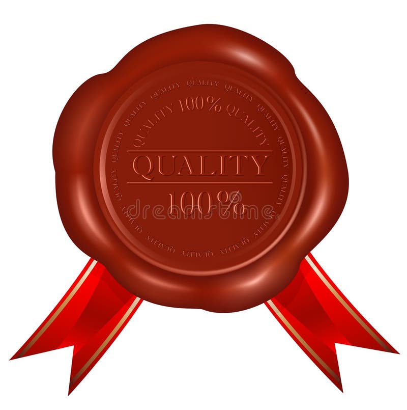 Vector. Sello De La Cera Con Las Cintas Rojas. Calidad. Ilustración del ...