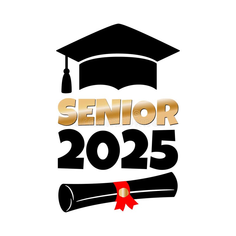Vector of Senior 2025 with Graduation Cap and Diploma Scroll Stock ...
