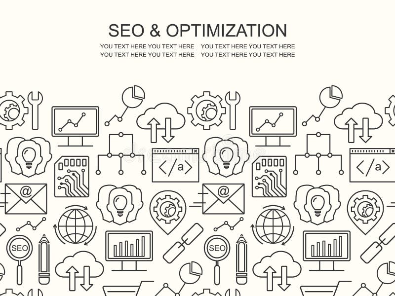 SEO Optimization Background with Doodle Icons Stock Vector ...
