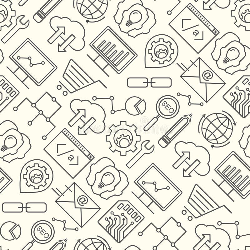 SEO Optimization Background with Doodle Icons Stock Vector ...