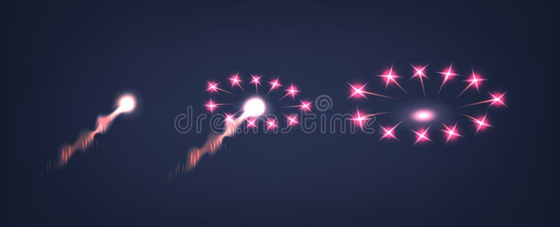 Vector Sequence of Light Fireworks Effects, Starting with a Trail of ...