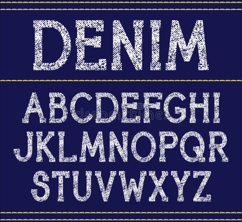 Vector Serif Font Handcrafted Texture. Denim Stock Vector ...