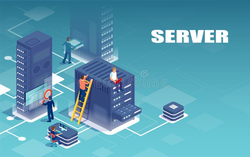 Vector of Servers Network and Technical Support Personnel Stock Vector ...