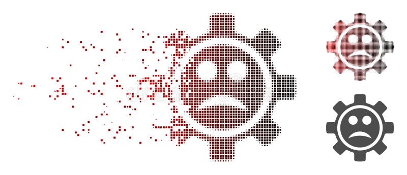 Dissolved Pixel Halftone Service Gear Sad Smiley Icon Stock Vector ...