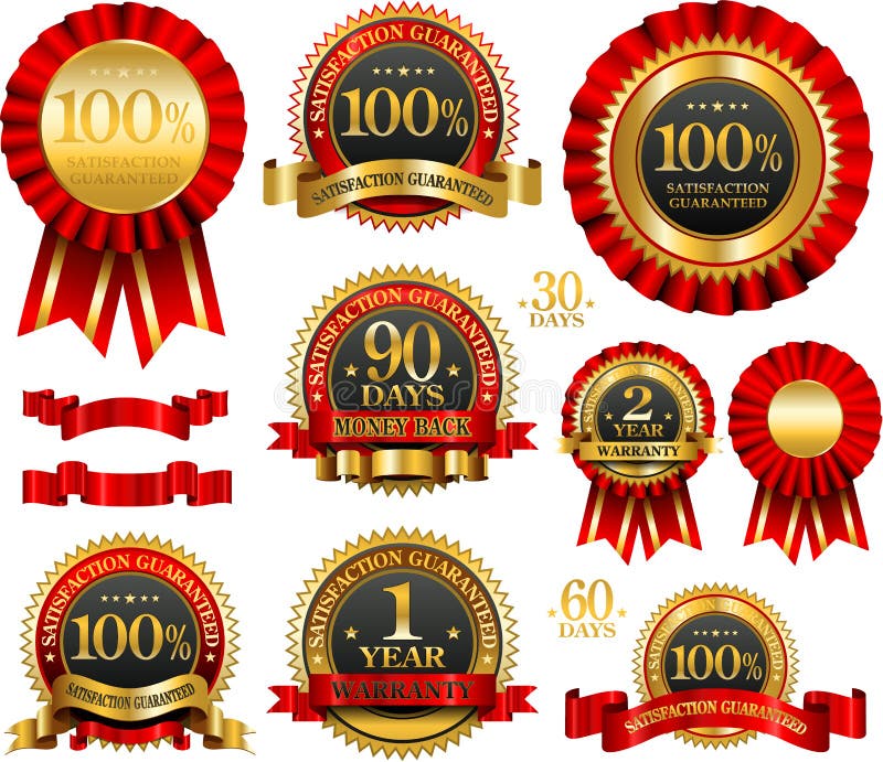 Vector Set of 100 Guarantee Golden Labels Stock Illustration ...