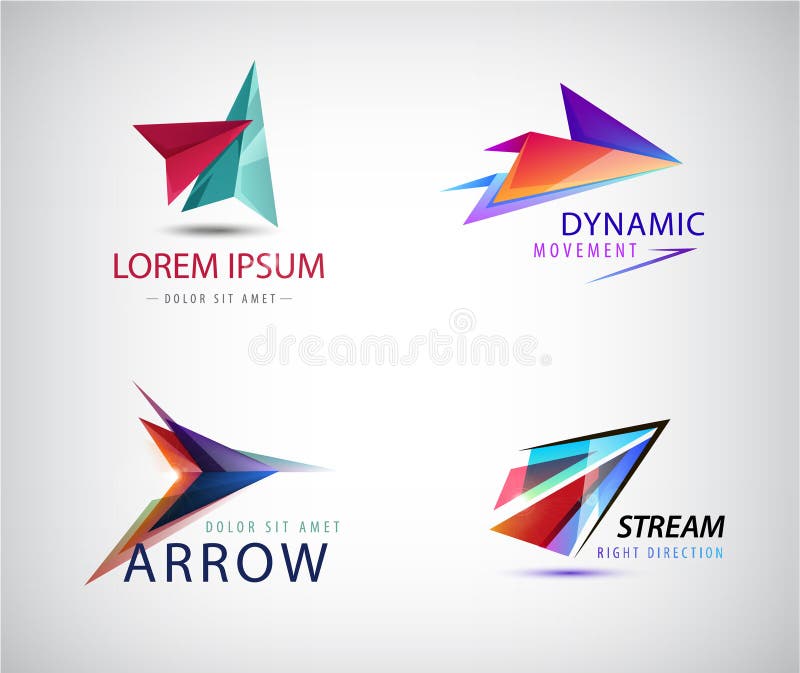 Vector Set of Abstract Arrow Logos, Pointer Stock Vector - Illustration ...