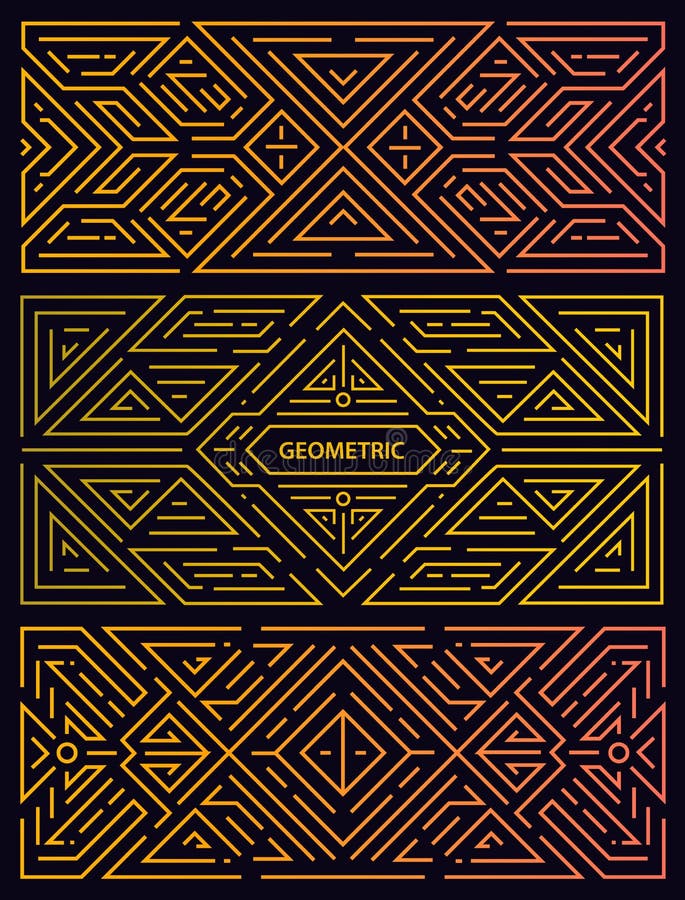 Vector Set of Abstract Art Deco Frames. Linear Modern Style, Monogram ...