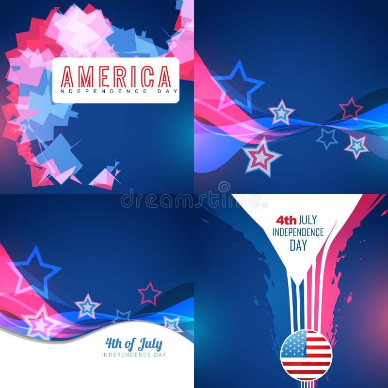 Vector Set of Abstract Background of American Independence Day Stock ...