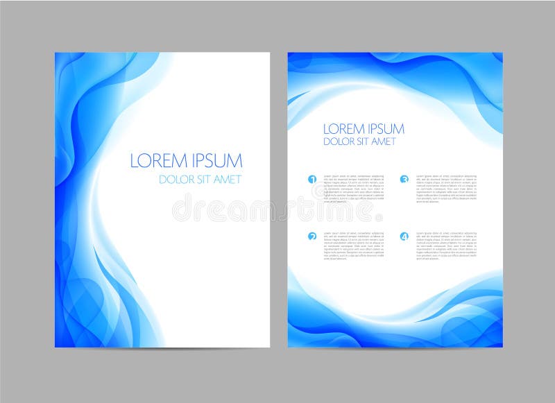 Vector Set of Abstract Blue Annual Report Templates, Water Covers, Wavy ...