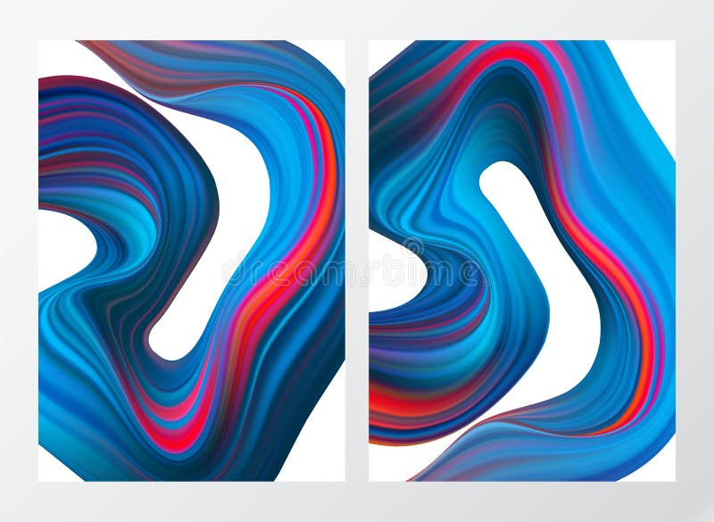 Vector Set of Abstract Blue Color Paint Flow Backgrounds. Modern Design ...