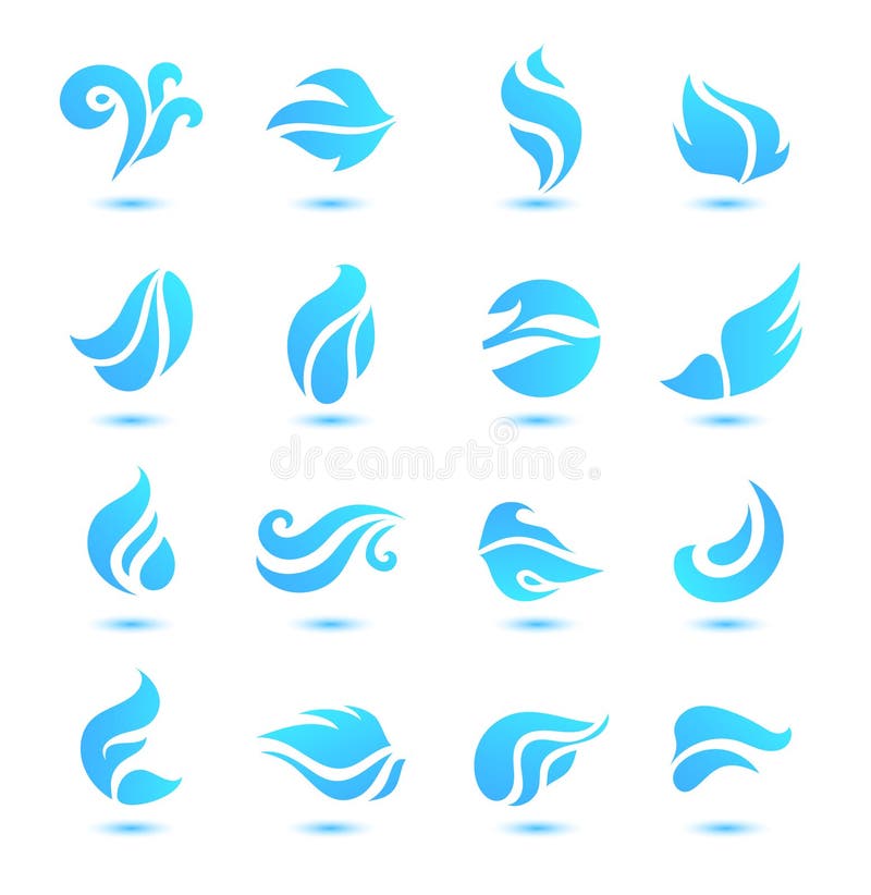 Vector Set of Abstract Blue Flow Logos, Water Icons, Splash Stock ...