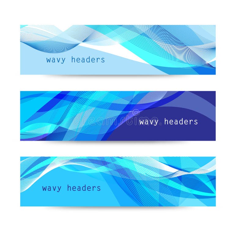 Vector Set of Abstract Blue Wavy Headers Stock Vector - Illustration of ...