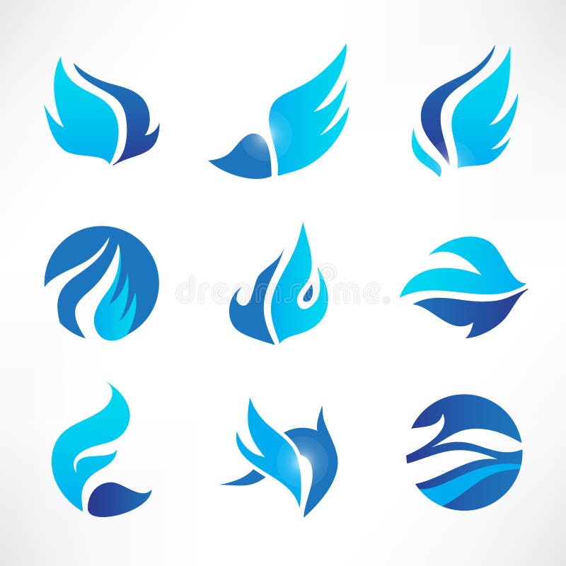 Vector Set of Flow Water Blue Icons Stock Vector - Illustration of icon ...