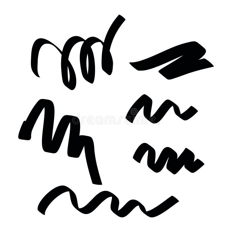 Vector Set of Abstract Bold Elements. Hand Drawn Grunge Stains ...