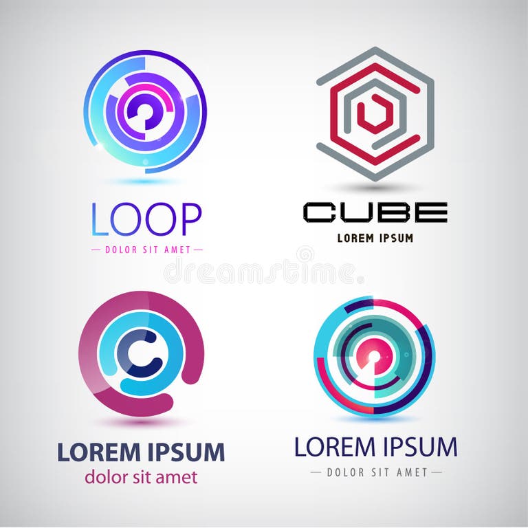 Vector Set of Abstract Colorful Loop Logos, Circle Web Stock Vector ...