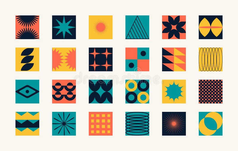 Vector Set of Abstract Colorful Minimalistic Patchwork Geometric ...